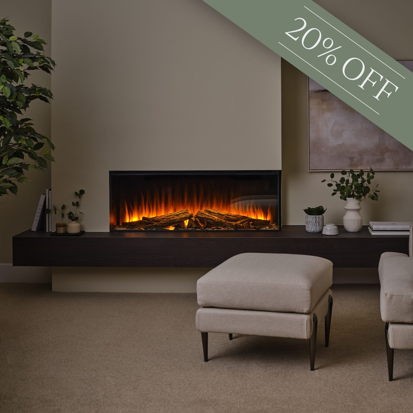 British Fires New Forest 1200 Electric Fire - The Fireplace Company